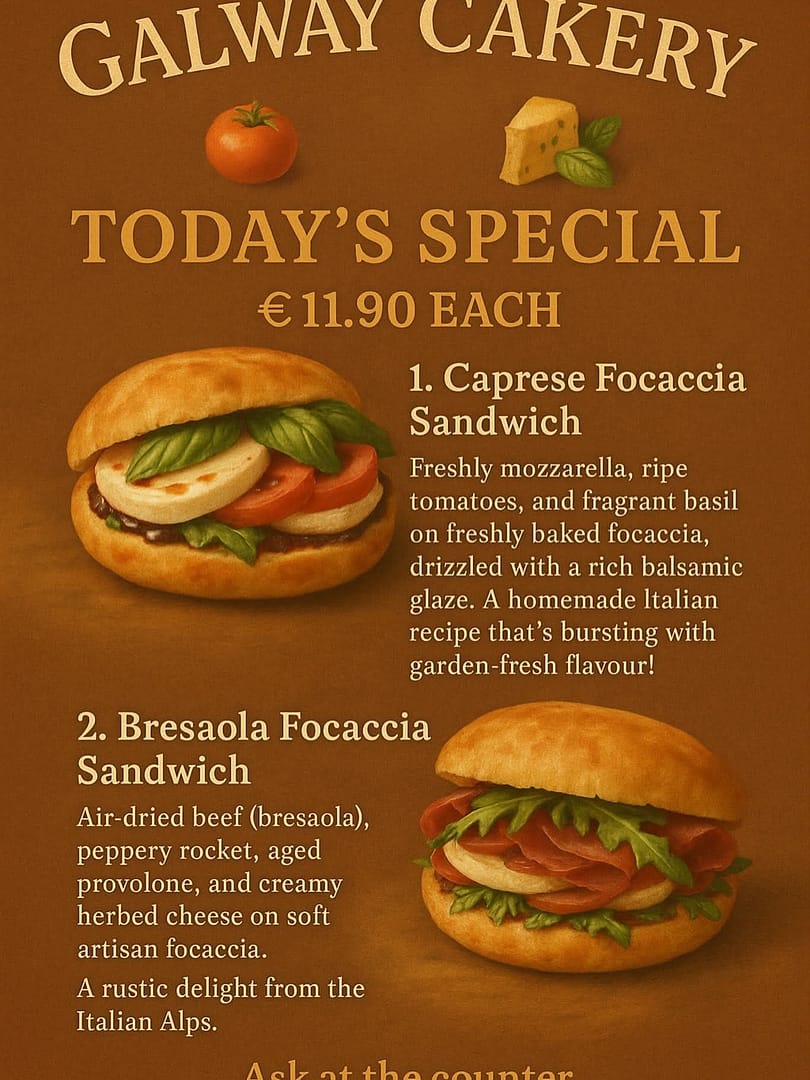 Galway Cakery sandwich Offer